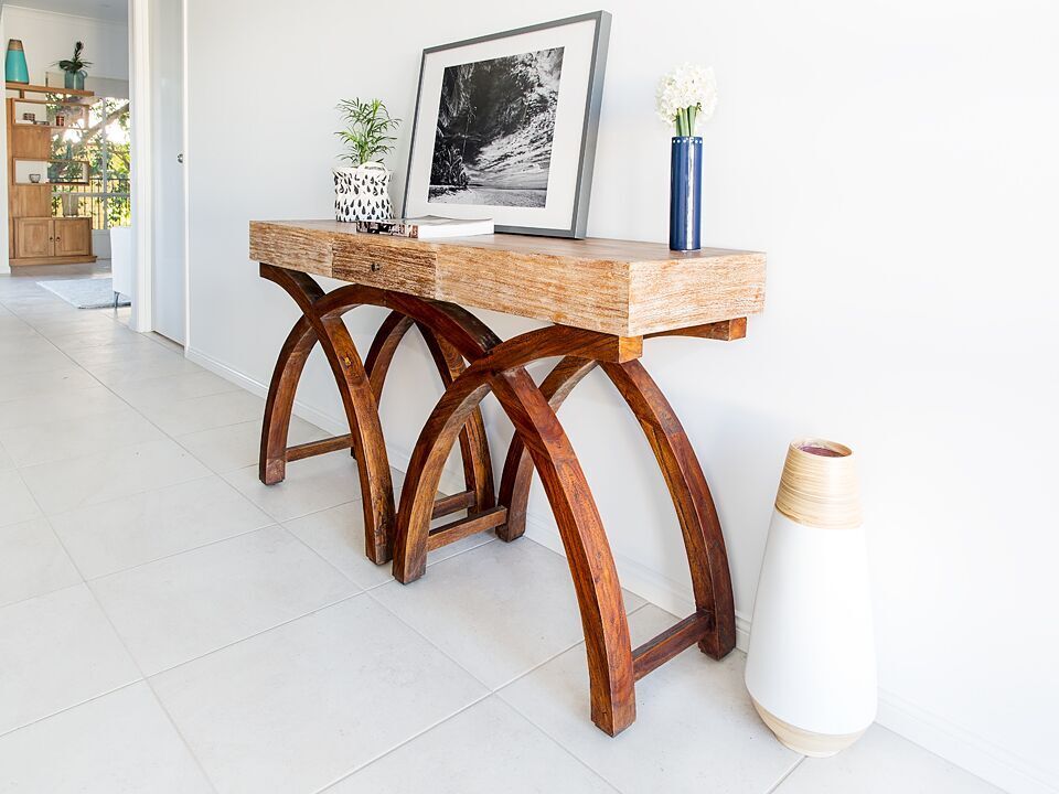Arc Rustic Timber Console Table Eclectic Furniture Brisbane